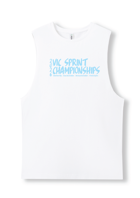 2026 VICTORIAN SPRINT CHAMPIONSHIPS SLEEVELESS TANK - WHITE – swimmerch